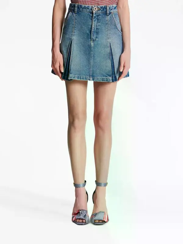 Balmain Pleated Denim Skirt