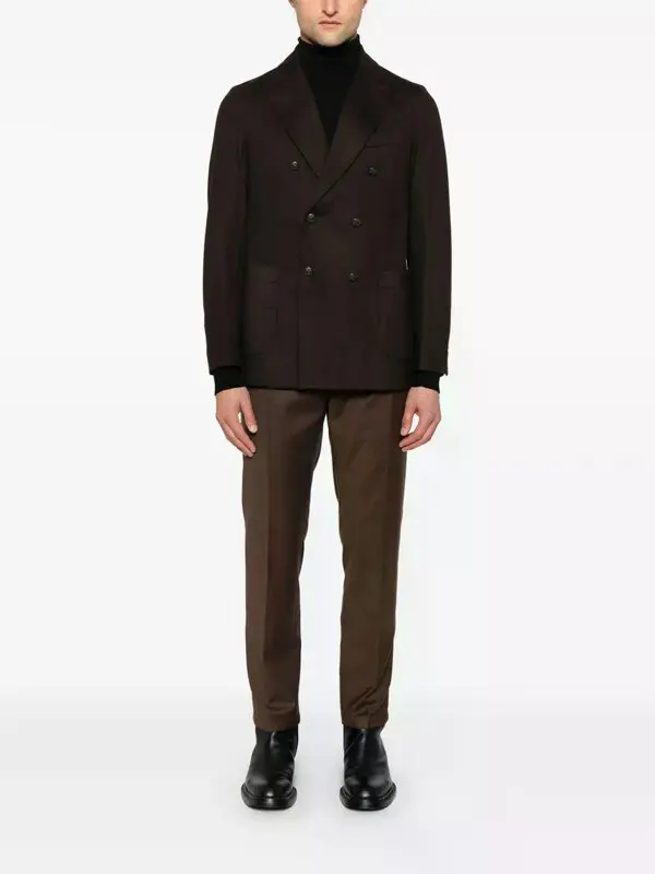 MANUEL RITZ Pleated Virgin Wool Blend Flannel Trousers - Brown