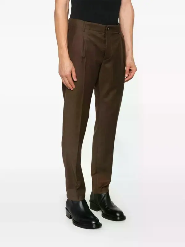 MANUEL RITZ Pleated Virgin Wool Blend Flannel Trousers - Brown