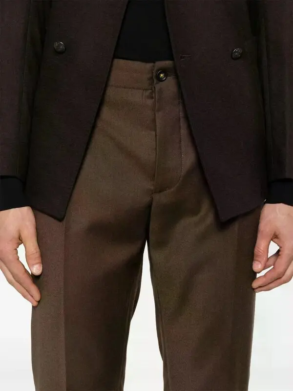 MANUEL RITZ Pleated Virgin Wool Blend Flannel Trousers - Brown