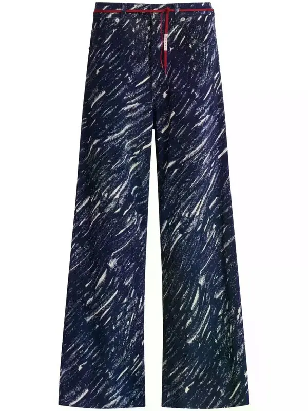 Marni Abstract Pattern Print Wide-leg Jeans - Blue