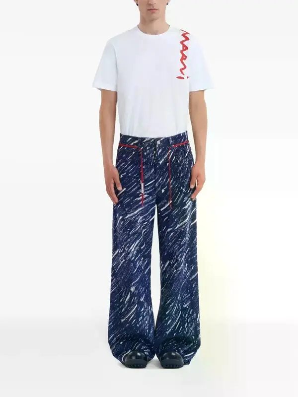 Marni Abstract Pattern Print Wide-leg Jeans