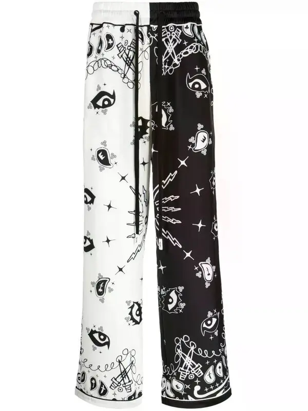 HACULLA. Paisley-print Straight-leg Trousers - Black