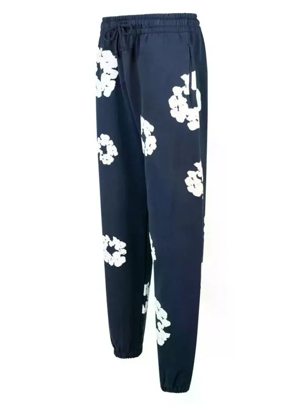 DENIM TEARS Cotton Wreath-print Track Pants - Blue