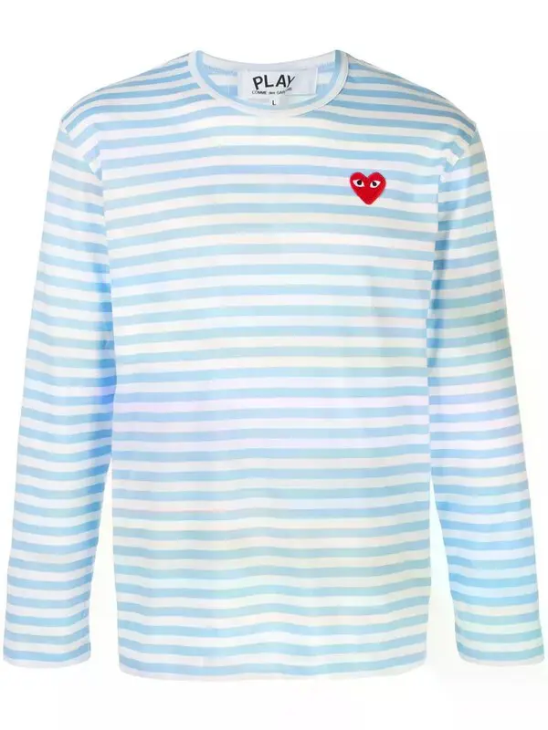 Play Comme Des Garcon Striped Logo T-shirt