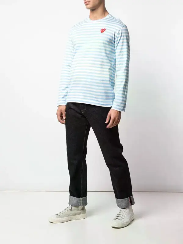 Play Comme Des Garcon Striped Logo T-shirt
