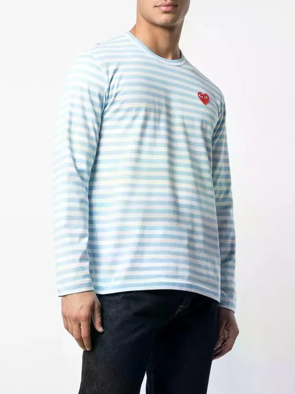 Play Comme Des Garcon Striped Logo T-shirt
