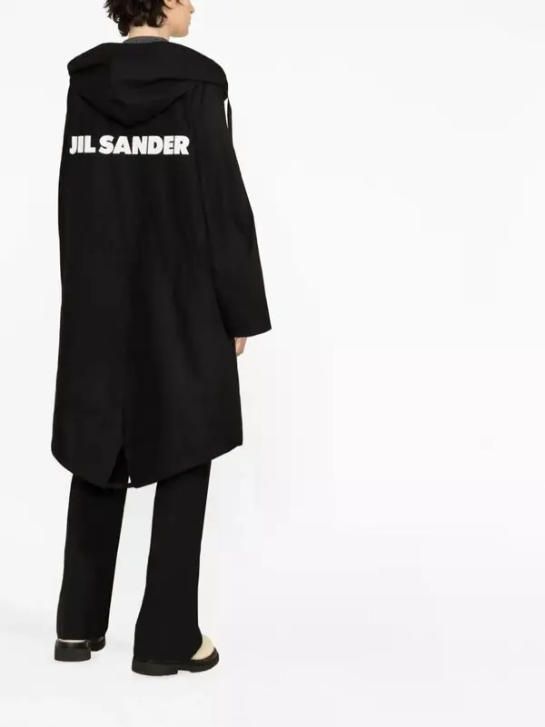JIL SANDER Logo-print Cotton Coat - Black