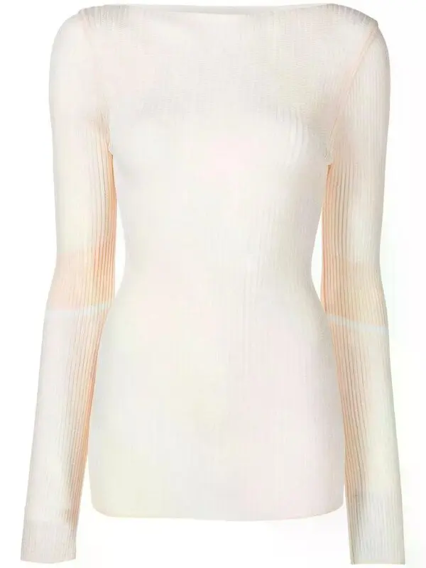 LOW CLASSIC Ribbed Knit Boat-neck Top - Neutrals