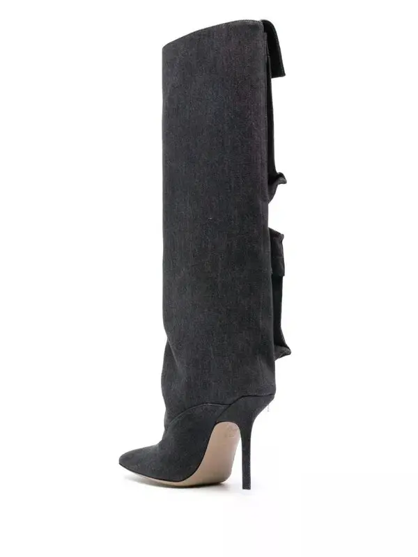 Attico Sienna 105mm Denim Boots - Grey