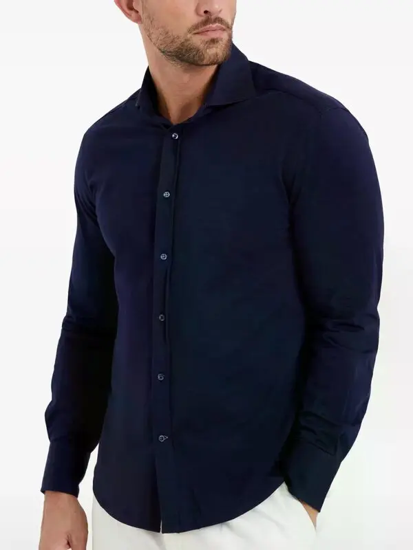 Brunello Cucinelli Spread-collar Cotton Shirt - Blue