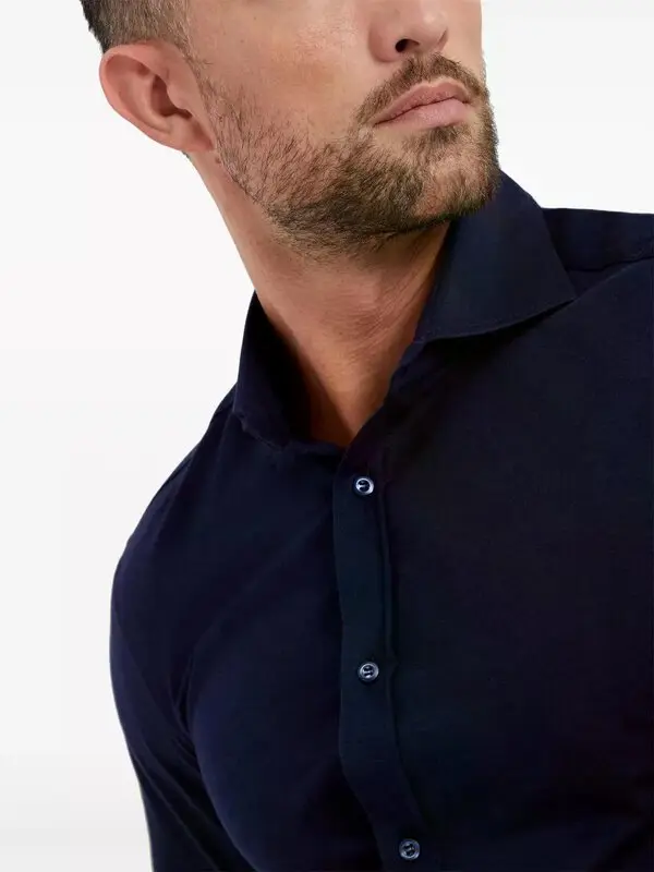 Brunello Cucinelli Spread-collar Cotton Shirt - Blue