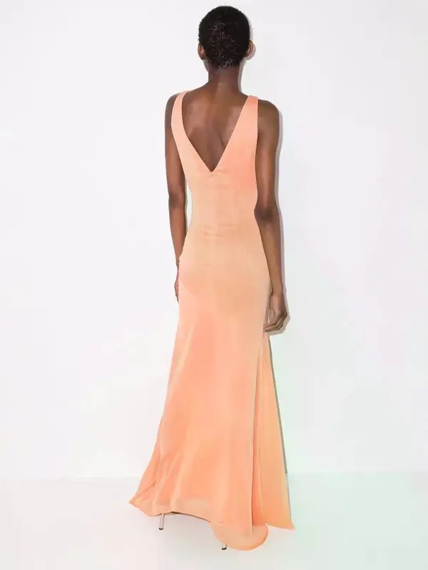 DE LA VALI Moss Chiffon Gown