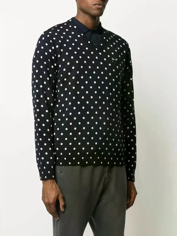 Comme Des Garçons Polka-dot V-neck Sweater