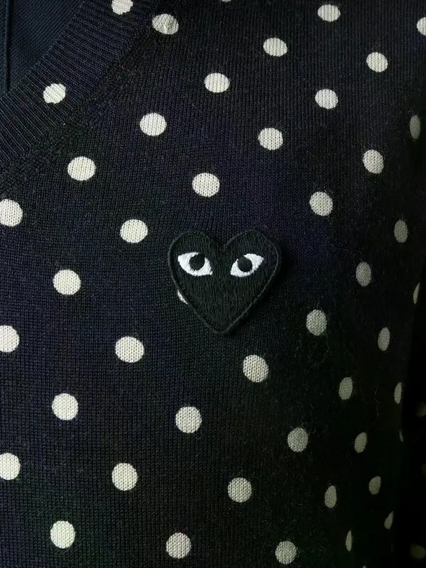 Comme Des Garçons Polka-dot V-neck Sweater
