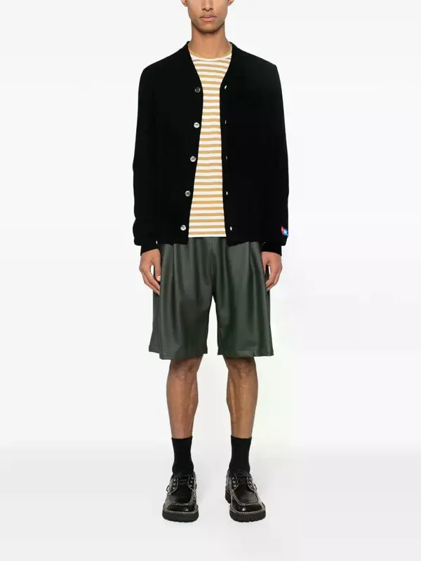 Play Comme Des Garcon X The Artist Invader Wool Cardigan - Black