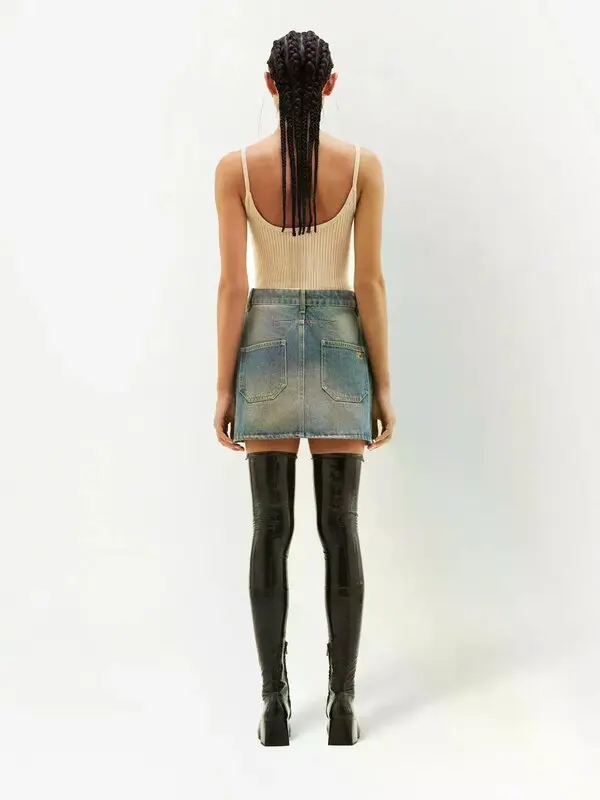 COURREGES Ribbed-knit Spaghetti Strap Top - Neutrals
