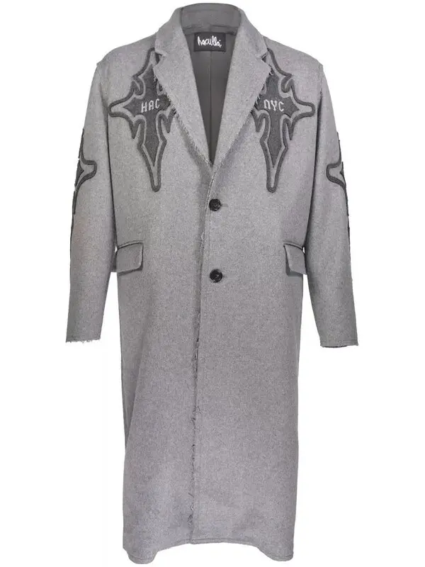HACULLA. Single-breasted Wool Coat With Graphic Print