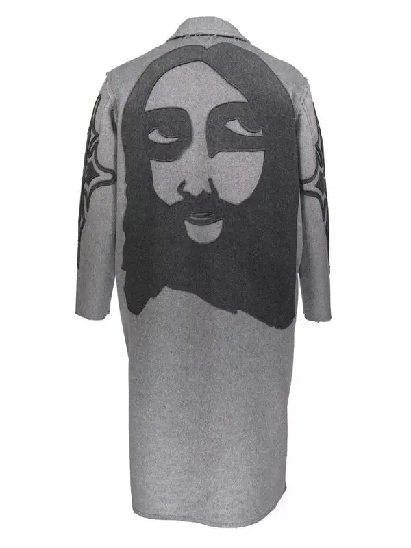 HACULLA. Single-breasted Wool Coat With Graphic Print