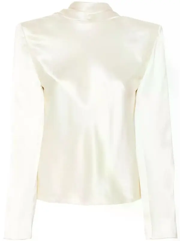 Saint Laurent Cowl-back Silk Blouse - White