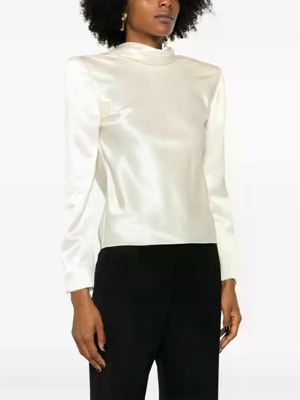Saint Laurent Cowl-back Silk Blouse - White