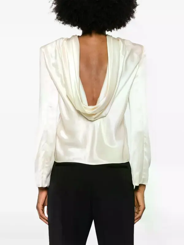 Saint Laurent Cowl-back Silk Blouse - White