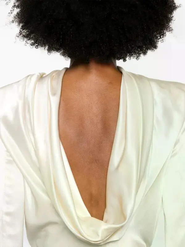 Saint Laurent Cowl-back Silk Blouse - White