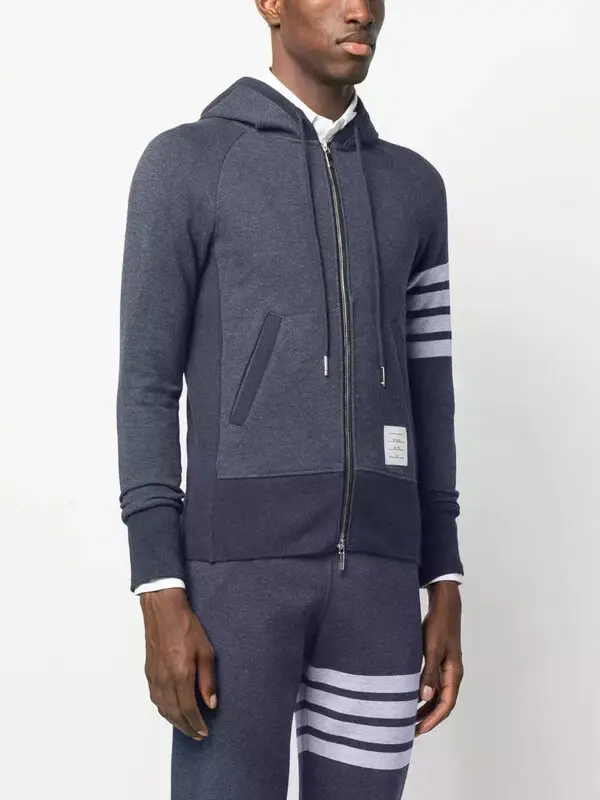 Thom Browne Signature 4-bar Stripe Hoodie - Grey