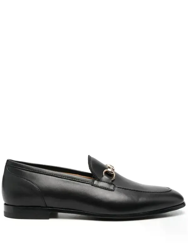 SCAROSSO Calf Leather Loafers With Gold-tone Buckle Detail