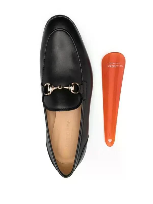 SCAROSSO Calf Leather Loafers With Gold-tone Buckle Detail