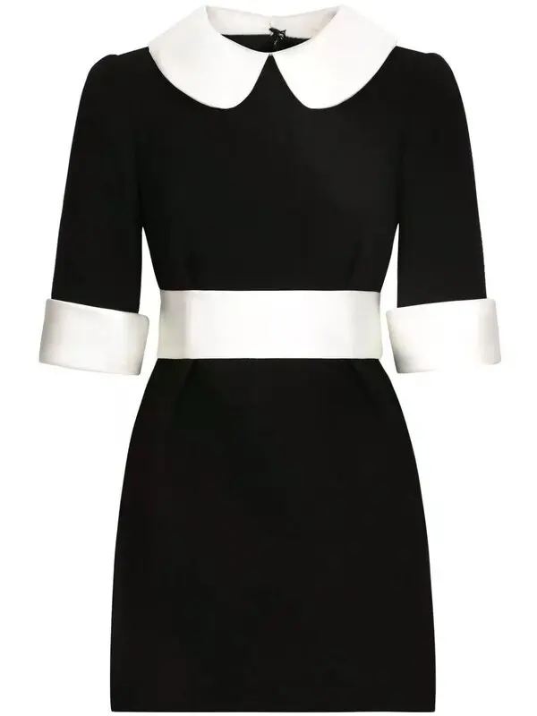 Dolce & Gabbana Virgin Wool Minidress With Peter Pan Collar - Black
