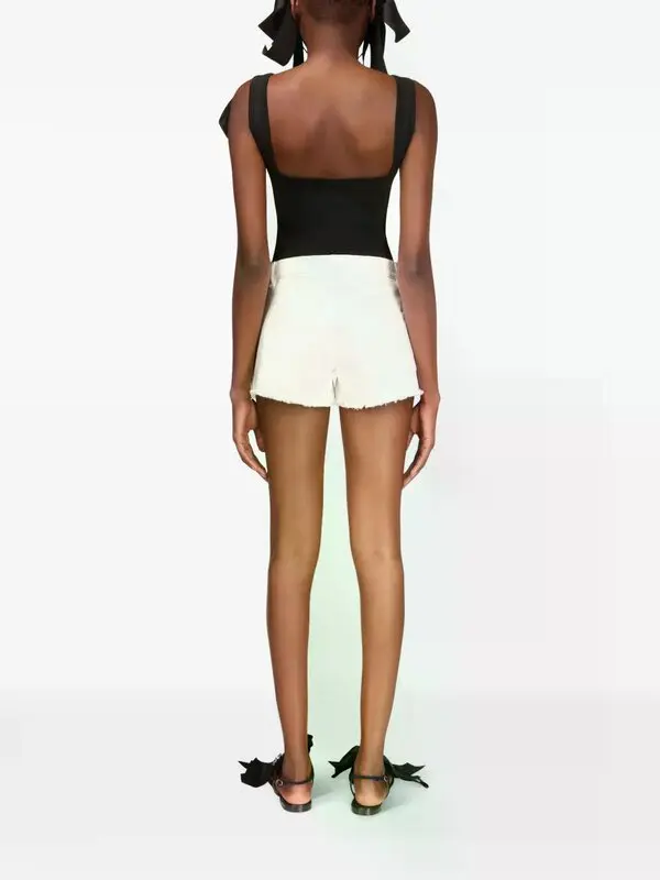 AREA Crystal-embellished Shorts - White
