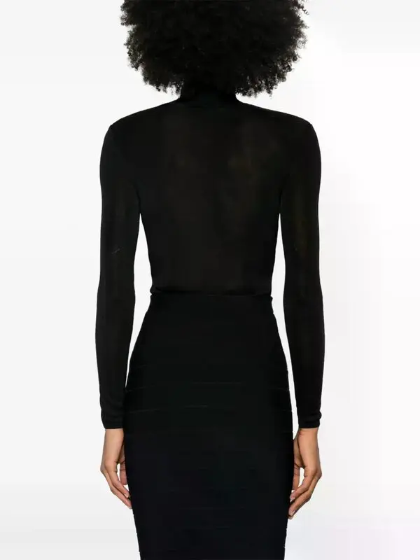 SELF-PORTRAIT Cut-out Detail Knitted Bodysuit - Black