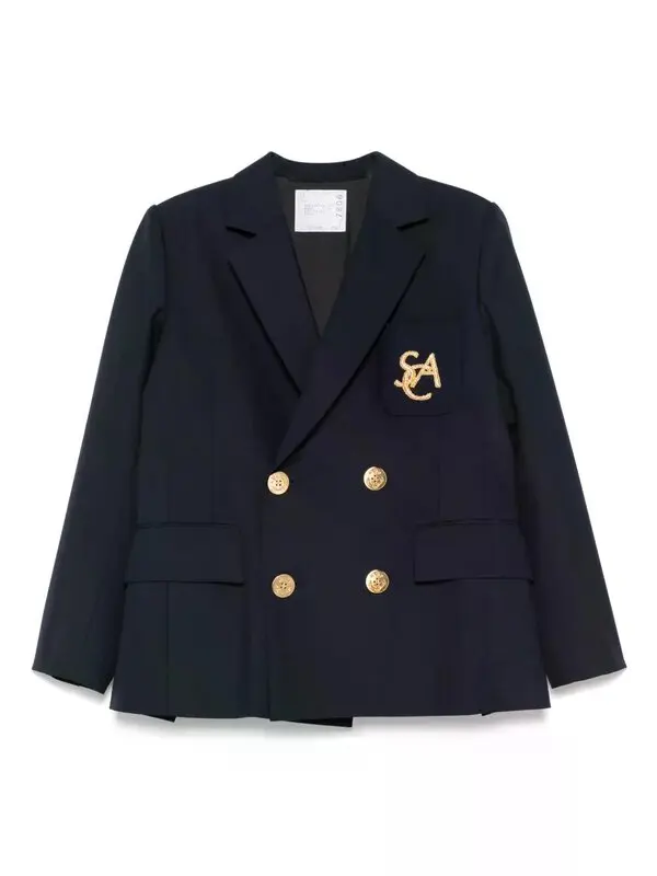 Sacai Logo-embroidered Double-breasted Blazer