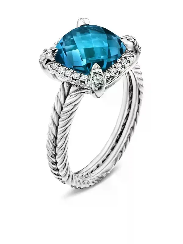 David Yurman Sterling Chatelaine Pavé Topaz And Diamond Ring