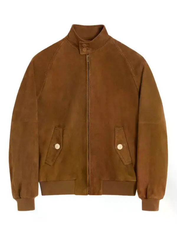 Valentino Garavani Suede Bomber Jacket With Mock Neck