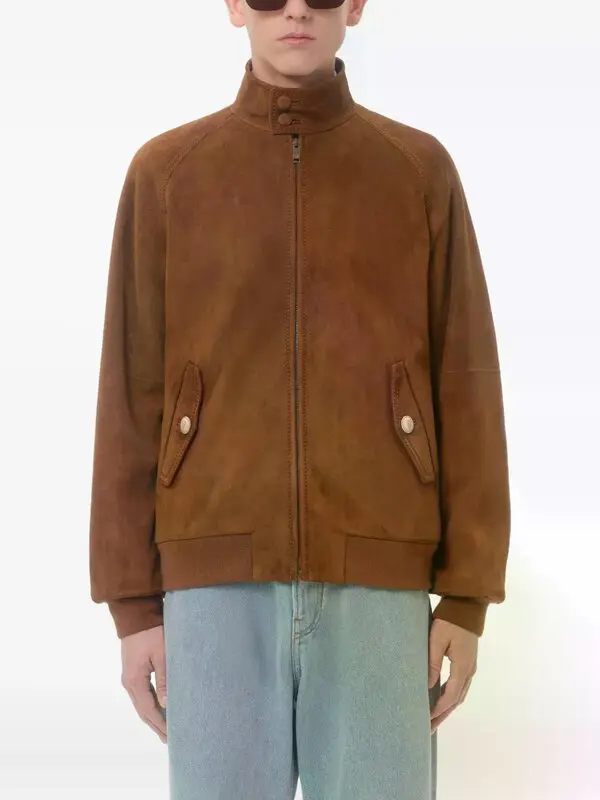 Valentino Garavani Suede Bomber Jacket With Mock Neck