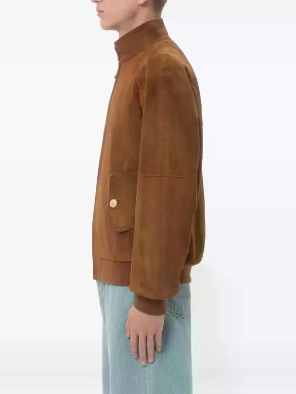 Valentino Garavani Suede Bomber Jacket With Mock Neck