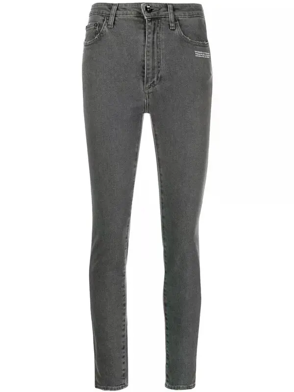 Off-White Slogan-print Cropped Skinny Jeans