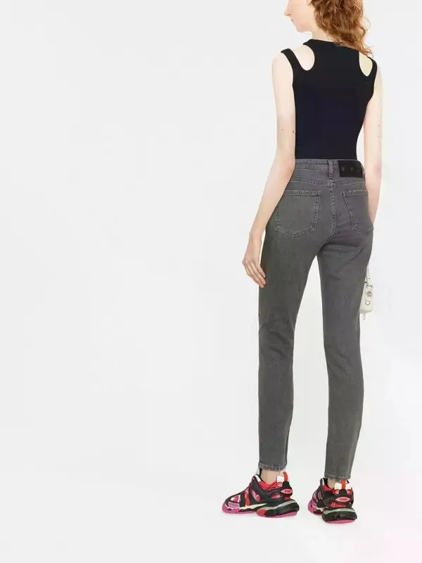 Off-White Slogan-print Cropped Skinny Jeans