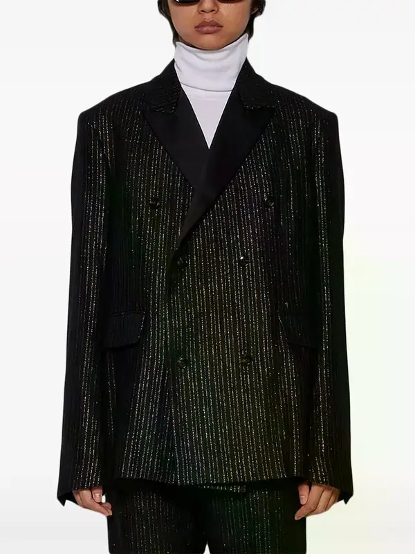 Amiri Metallic-stripe Double-breasted Blazer