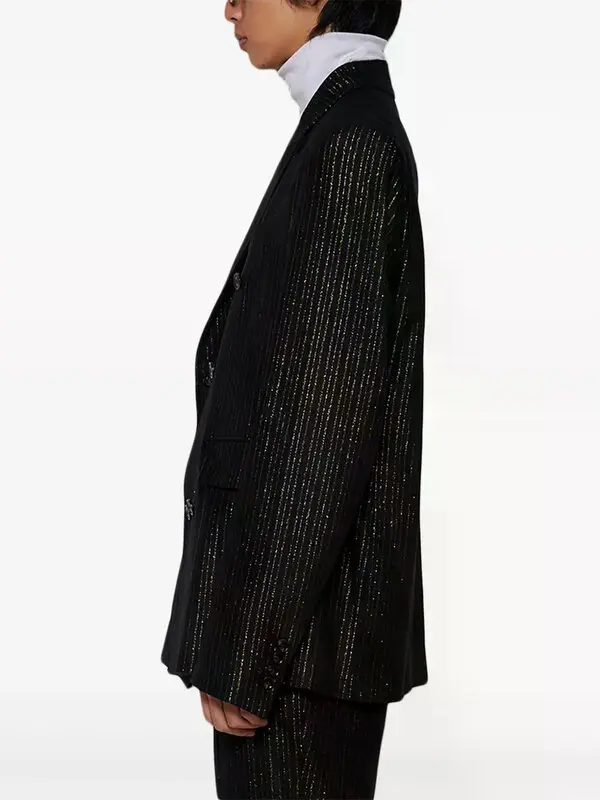 Amiri Metallic-stripe Double-breasted Blazer