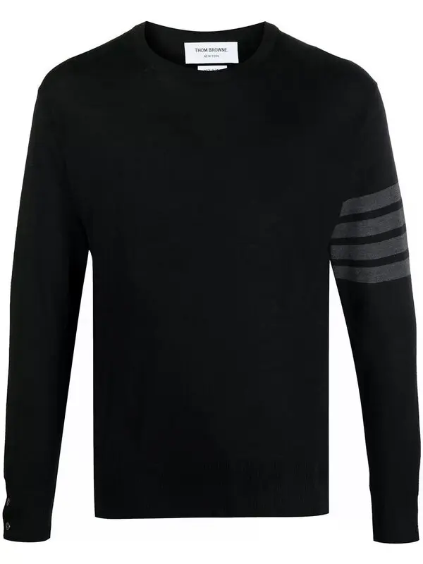 Thom Browne Fine Merino Wool 4-bar Crewneck Pullover