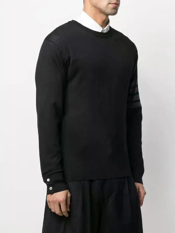 Thom Browne Fine Merino Wool 4-bar Crewneck Pullover