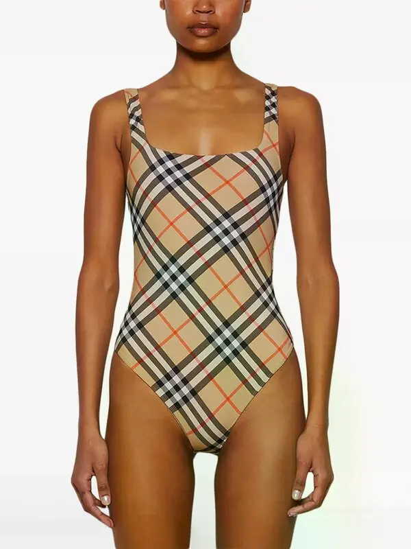 Burberry Checked One-piece Swimsuit - Neutrals