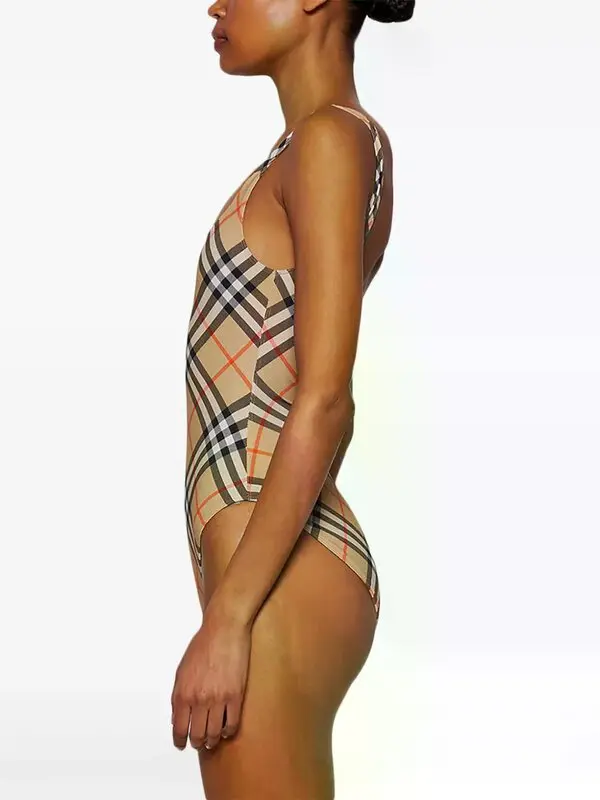 Burberry Checked One-piece Swimsuit - Neutrals