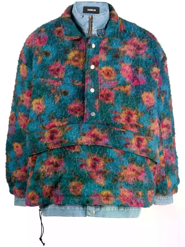 EGONLAB Floral-print High-neck Bomber Jacket