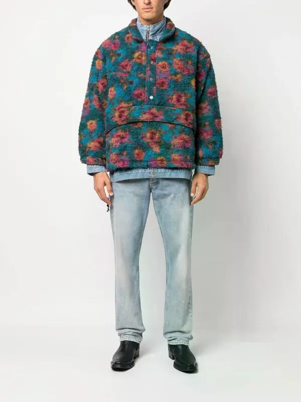 EGONLAB Floral-print High-neck Bomber Jacket