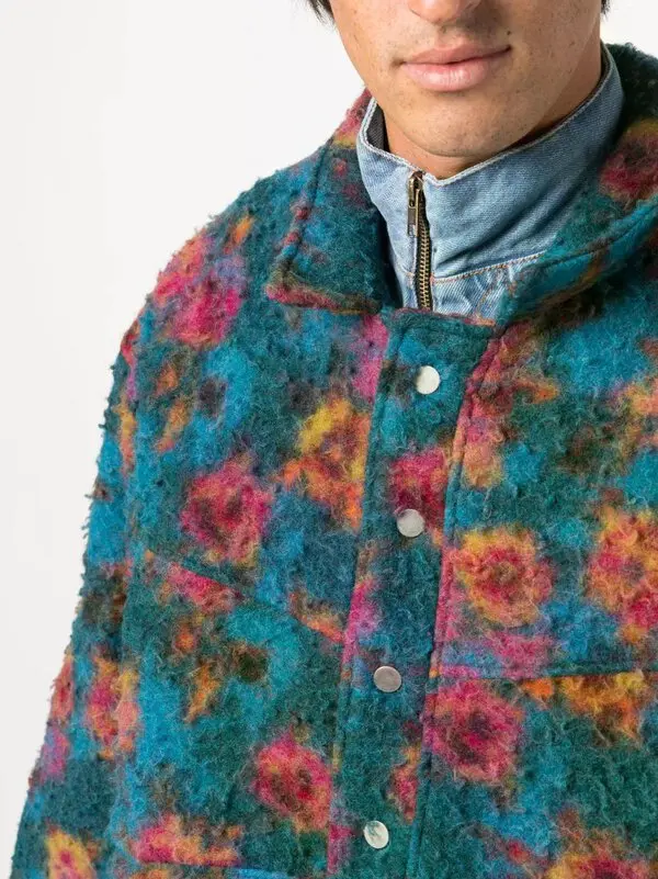 EGONLAB Floral-print High-neck Bomber Jacket