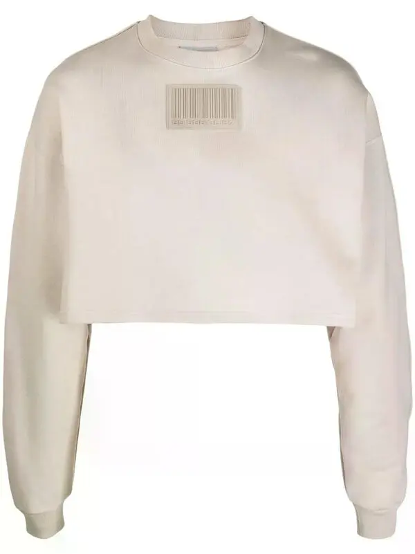 VTMNTS Barcode-patch Cropped Sweatshirt - Neutrals